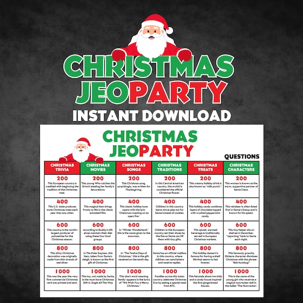 Jeopardy Christmas Game - Etsy