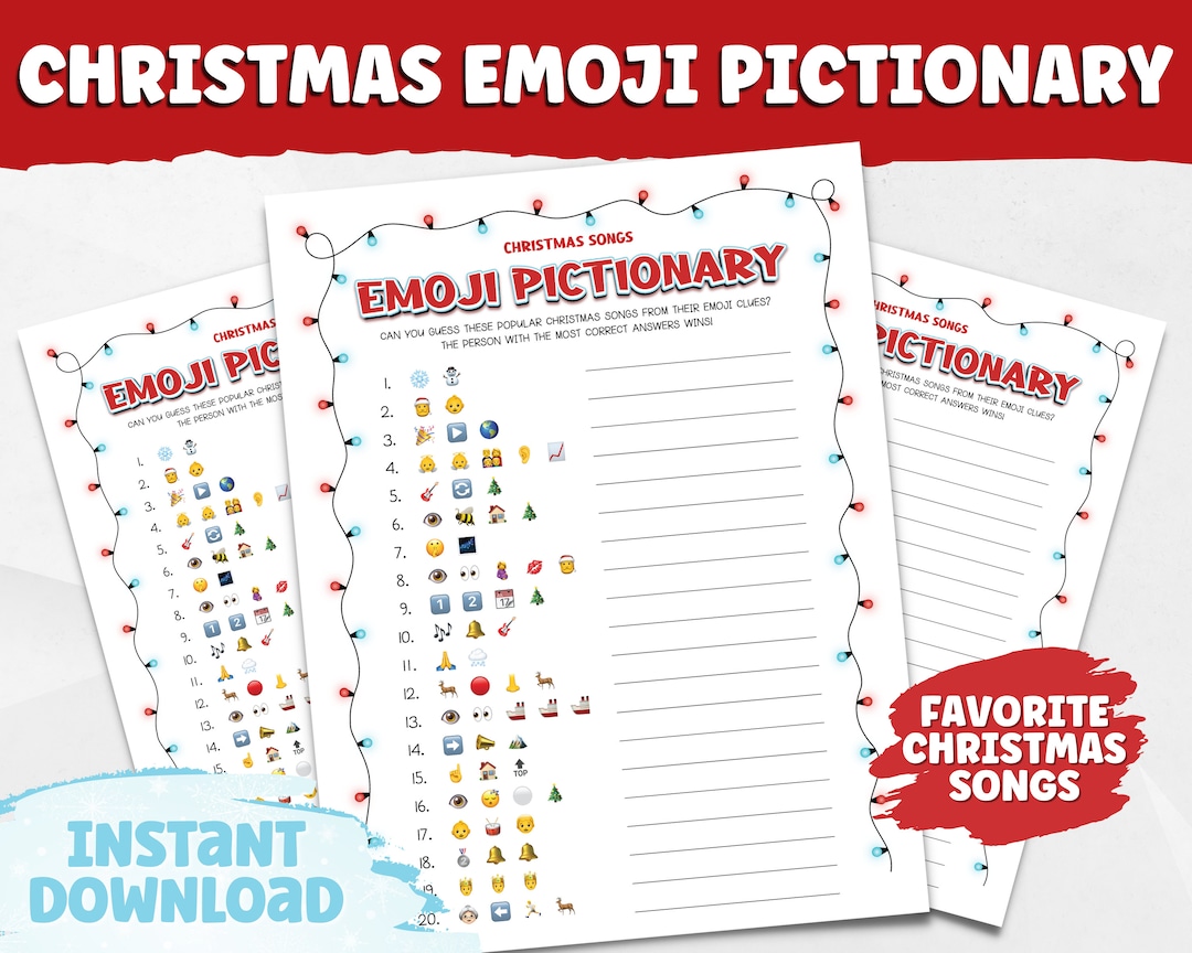 Christmas Song Emoji Pictionary | Christmas Printable Games ...