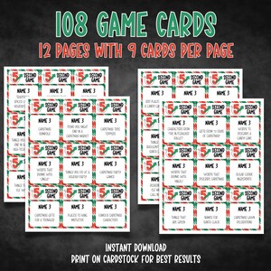 Christmas 5 Second Game, Printable Christmas Game, Christmas Party Game ...