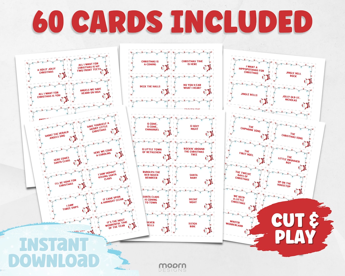 Christmas Song Hum That Tune Game Christmas Carol Game - Etsy