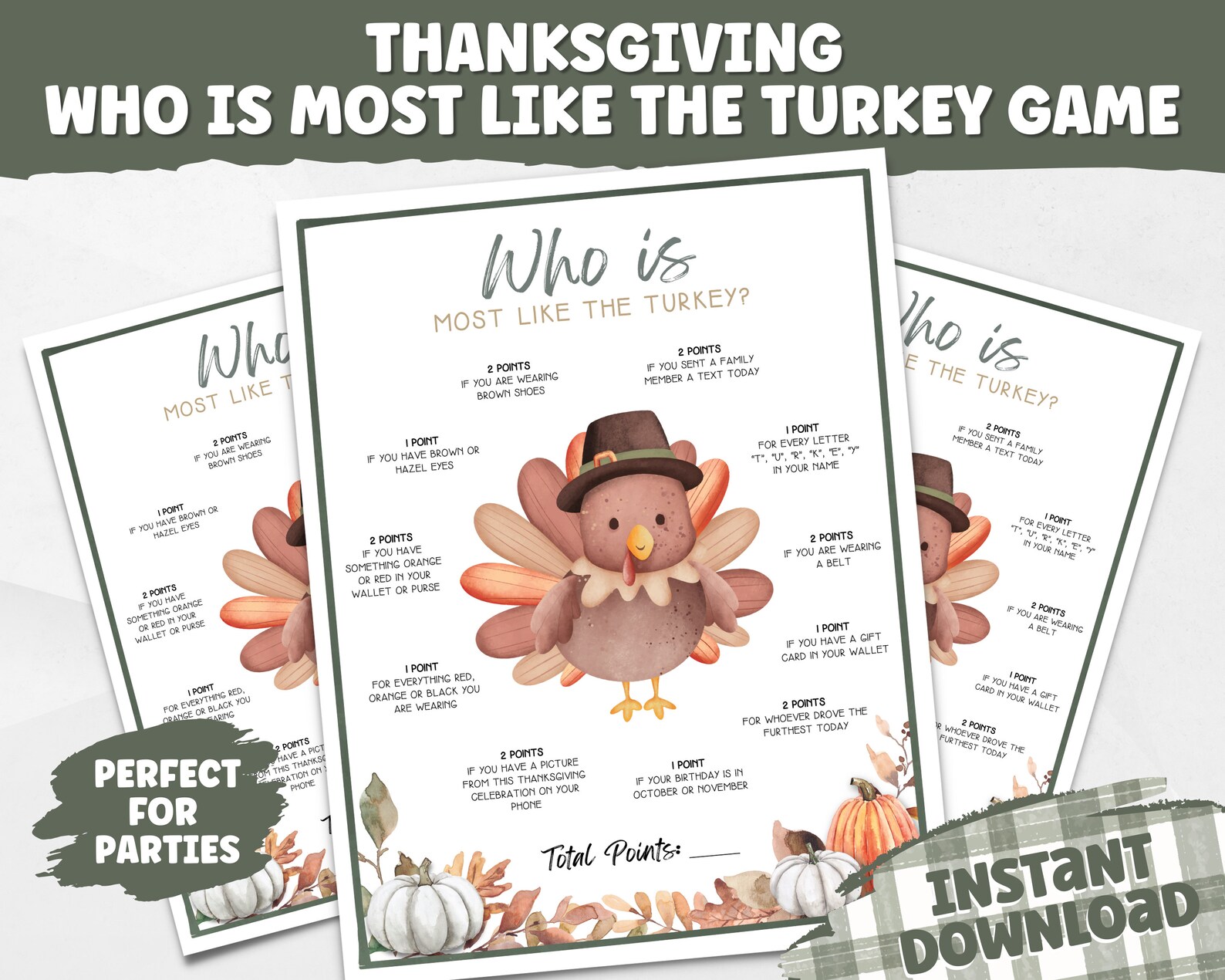 Thanksgiving Game Printable Fall Game Thanksgiving - Etsy