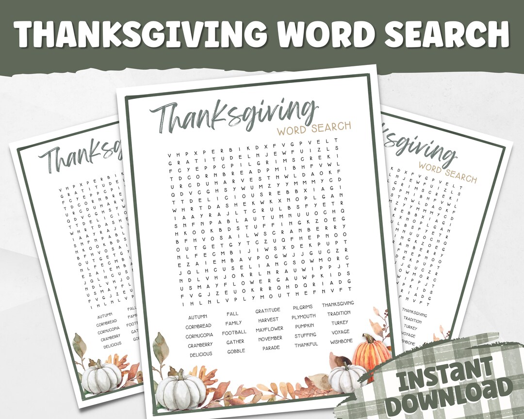 Thanksgiving Word Search | Thanksgiving Printable Games | Friendsgiving ...