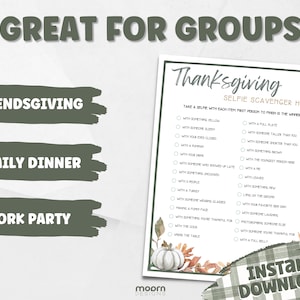 Thanksgiving Selfie Scavenger Hunt | Thanksgiving Printable Game ...