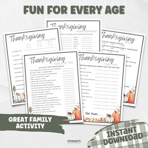 Thanksgiving Printable Games Thanksgiving Games Bundle Friendsgiving ...
