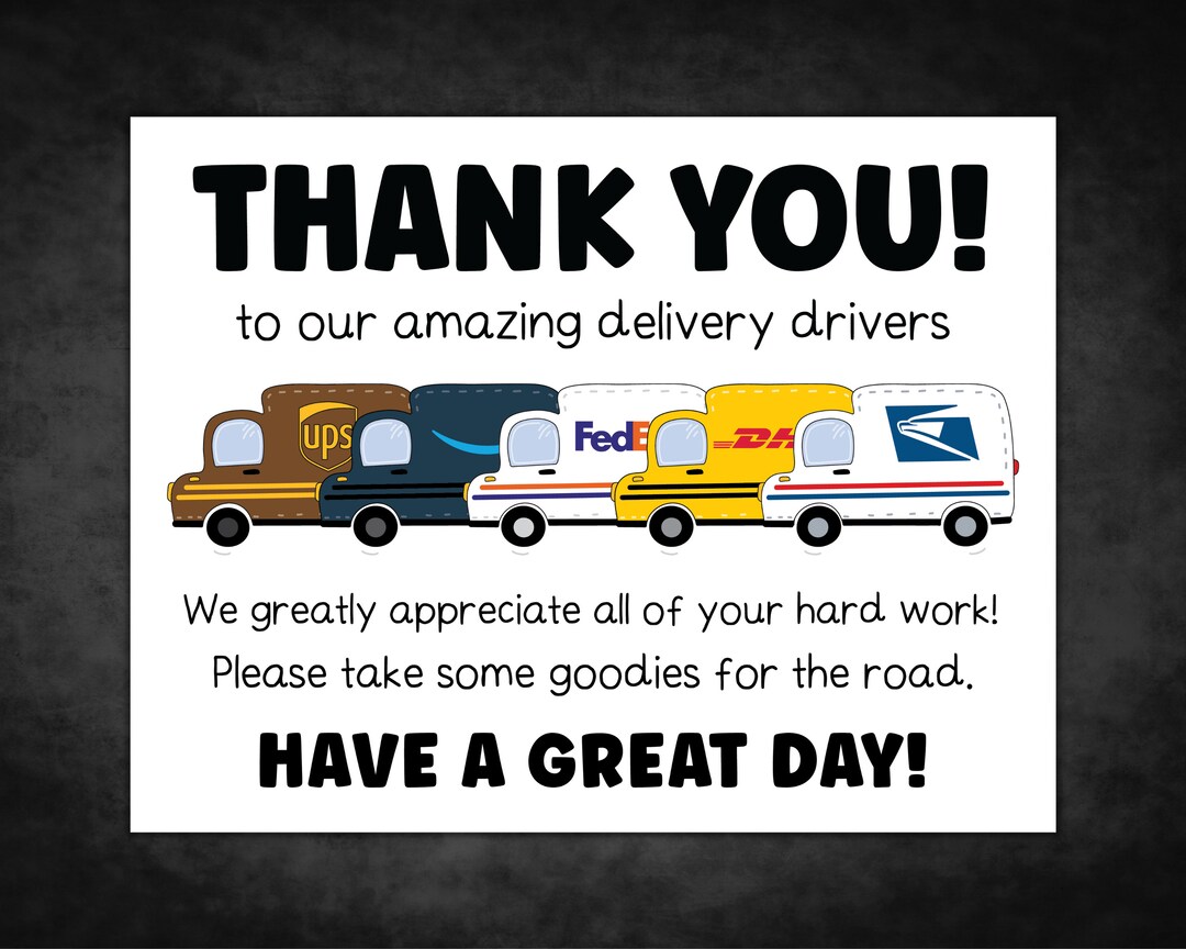 Delivery Driver Snack Sign, Delivery Driver Sign, Delivery Driver Thank ...