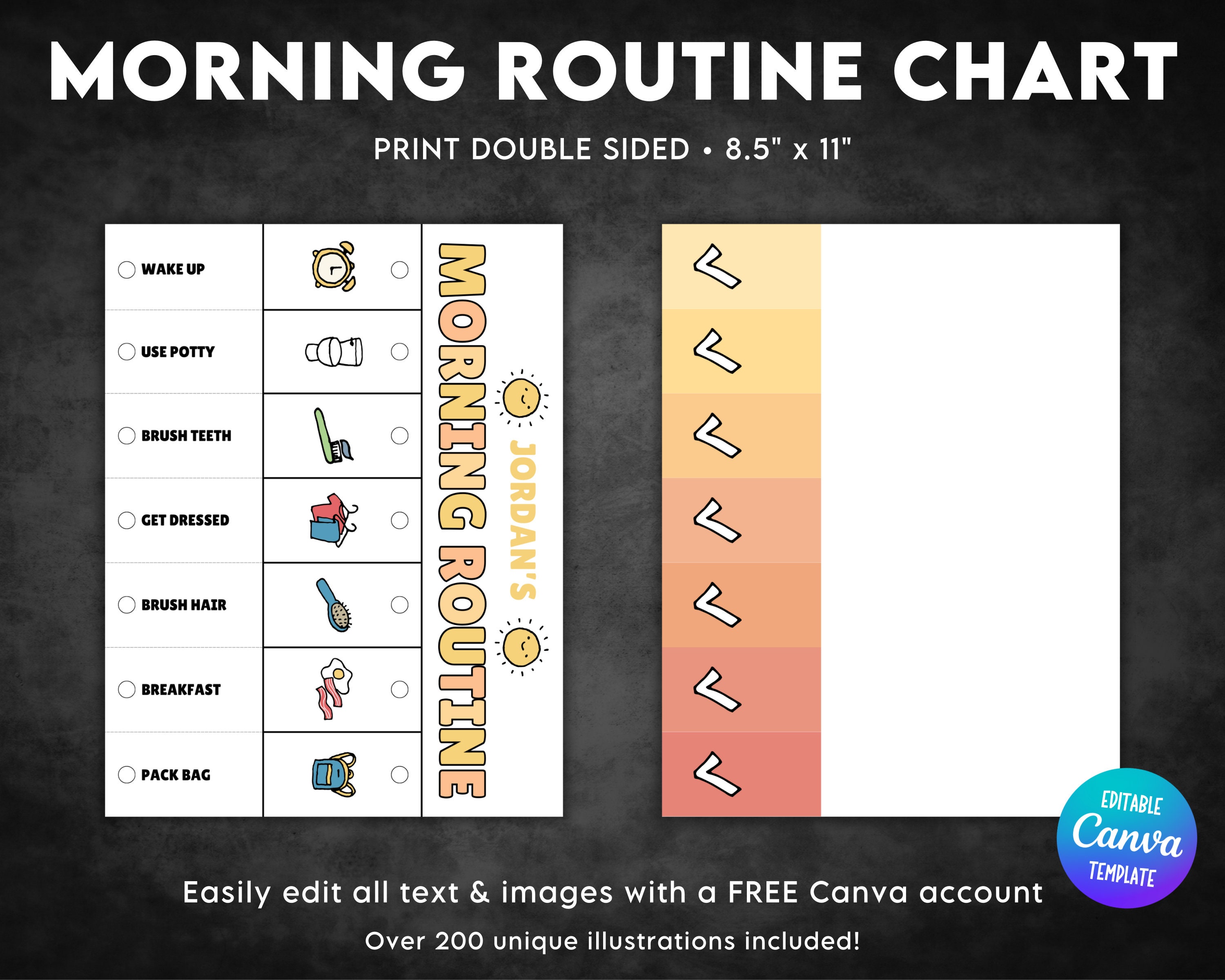 Kids Flip Routine Chart, Editable Flip Routine Chart, Editable Chore ...
