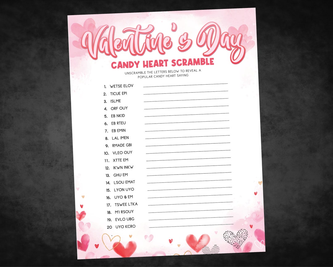 Valentine's Day Games, Valentine's Word Scramble, Valentine's Fun ...
