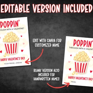 Popcorn Valentine's Day Cards, Printable Valentine's for Kids, Kids ...