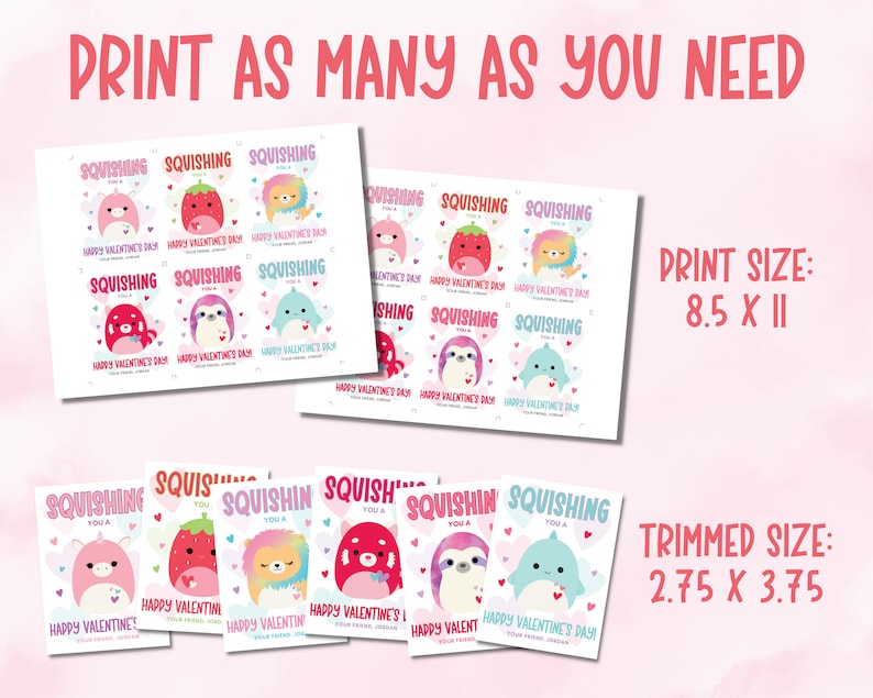 Squish Valentine's Day Cards, Printable Valentine's for Kids, Kids ...