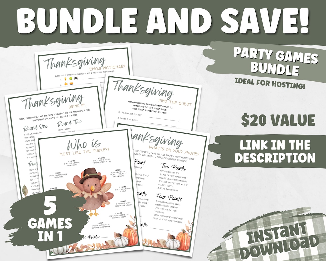 Thanksgiving Game Printable Fall Game Thanksgiving - Etsy