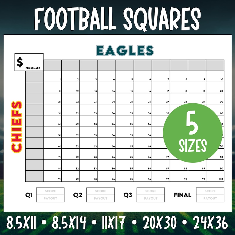 100 Square Raffle Board - Etsy Australia