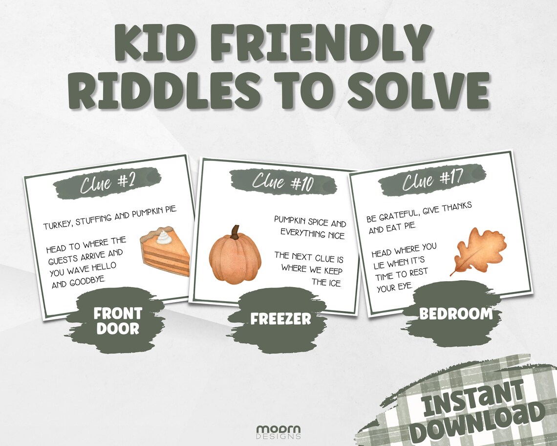 Thanksgiving Scavenger Hunt Clues Thanksgiving Treasure Hunt - Etsy