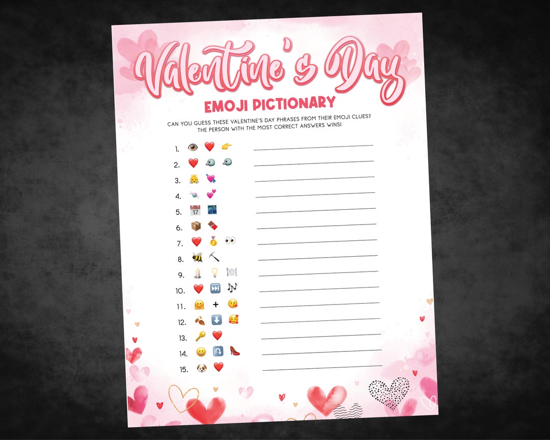 Valentine's Day Games, Valentines Emoji Pictionary, Valentines Fun ...
