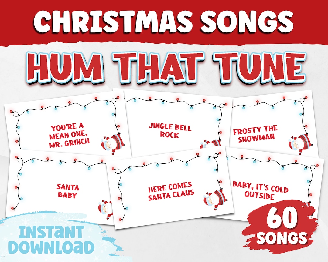 Christmas Song Hum That Tune Game Christmas Carol Game Printable Christmas Game For Adults