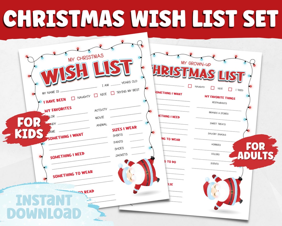 Christmas Wish List Printable Set | Christmas Wish List for Kids and ...