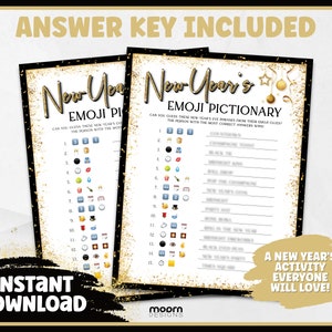 New Years Games Emoji Pictionary | New Years Eve Games | New Years ...