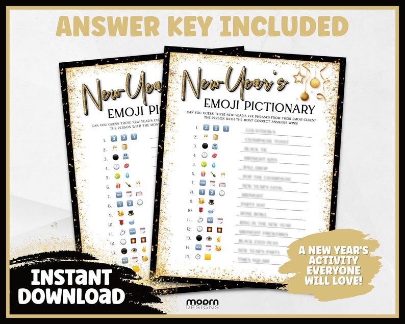 New Years Games Emoji Pictionary New Years Eve Games New - Etsy