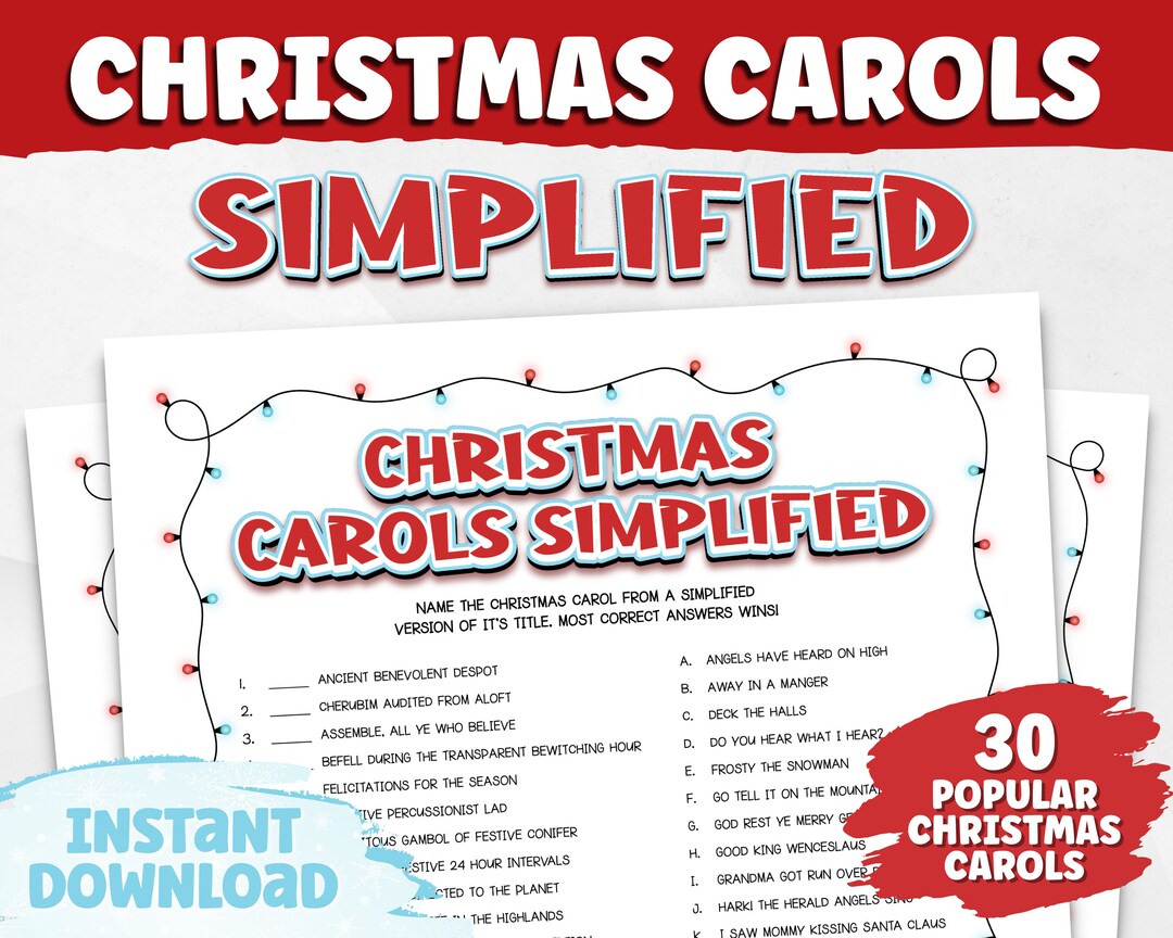 Christmas Song Trivia Game Christmas Carol Game Christmas Game ...