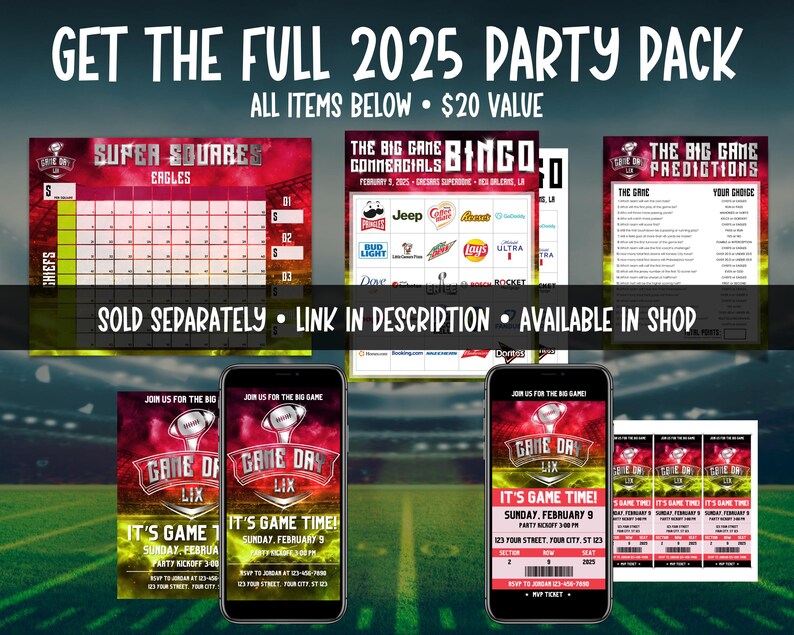 Big Game Commercial Bingo, Super Commercials Bowl Bingo, Football Bingo ...