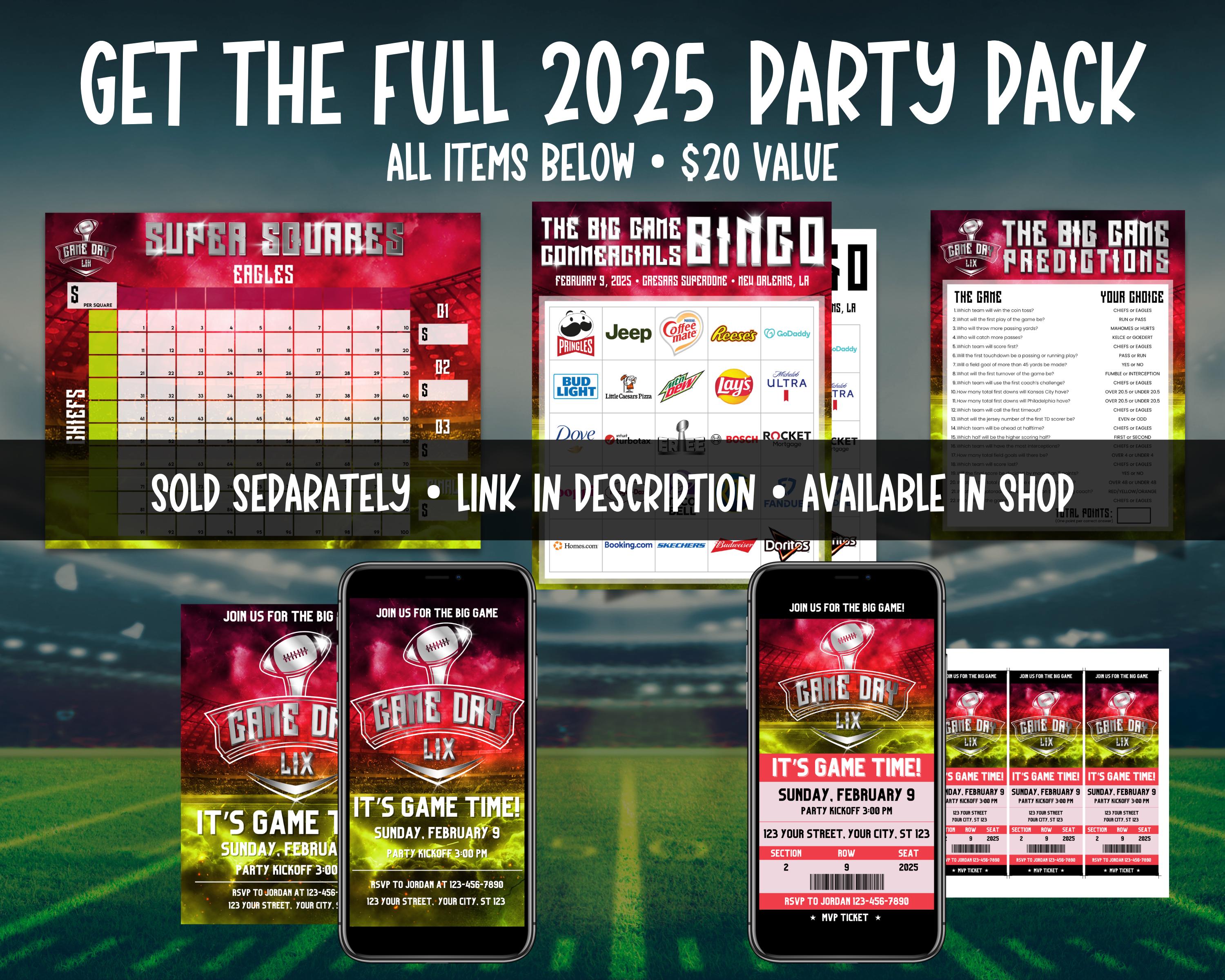 Big Game Commercial Bingo, Super Commercials Bowl Bingo, Football Bingo ...