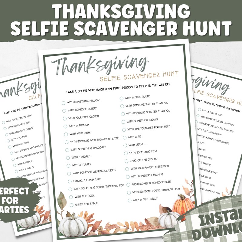Thanksgiving Selfie Scavenger Hunt - Etsy