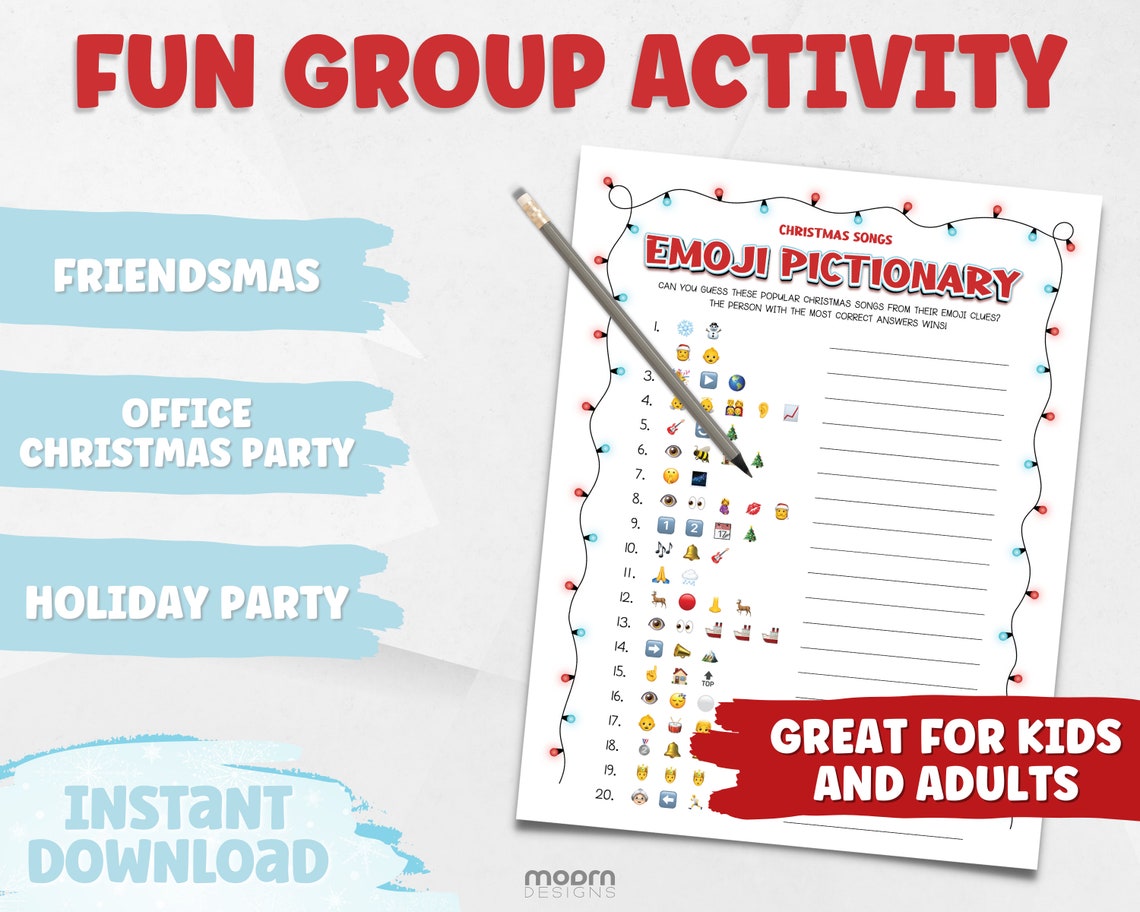 Christmas Song Emoji Pictionary | Christmas Printable Games ...
