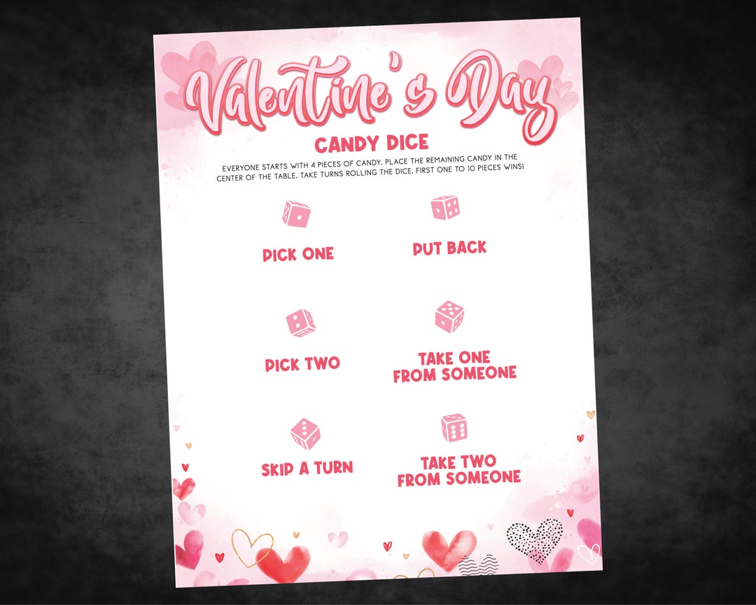 Valentine's Day Games, Valentine's Candy Dice, Valentine's Fun ...