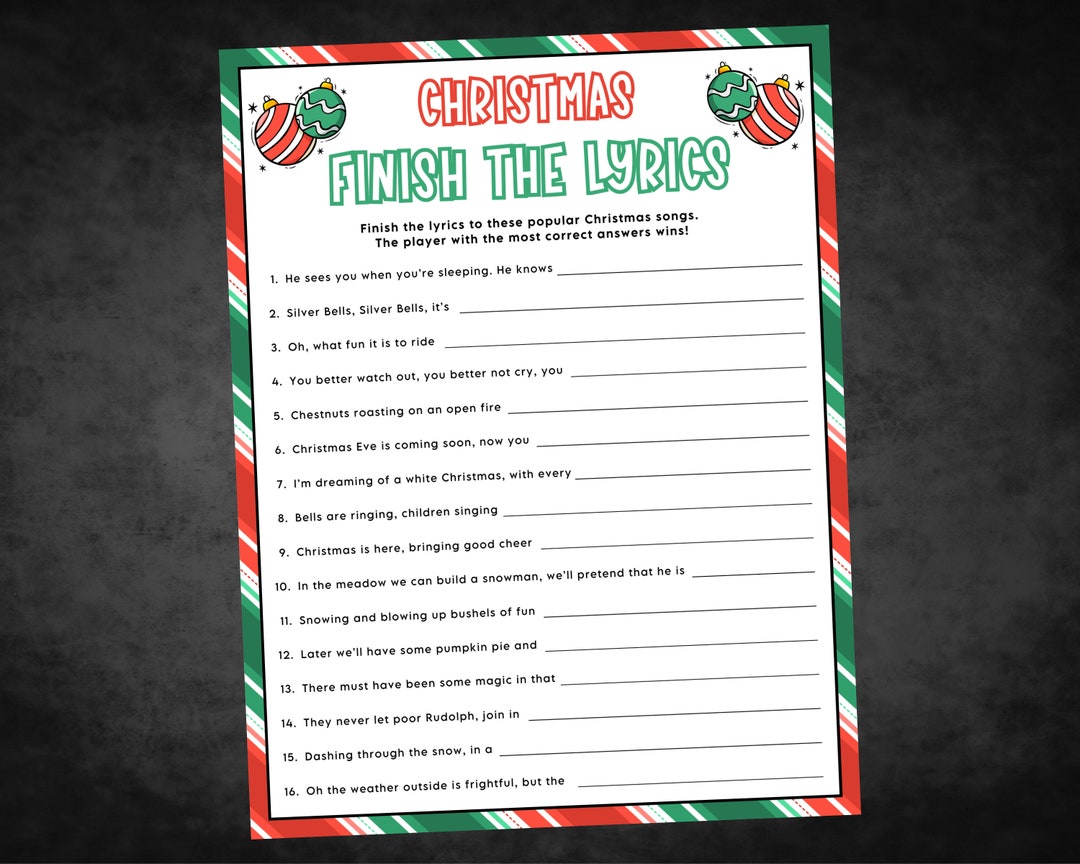 Christmas Song Trivia Game, Christmas Printable Game, Christmas Family ...
