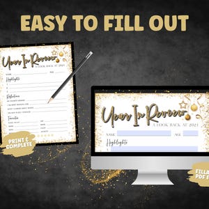 Year in Review Printable, Time Capsule, New Years Eve Recap, Self ...