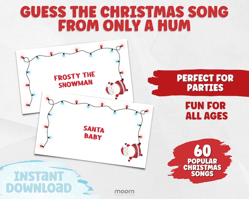 Christmas Song Hum That Tune Game Christmas Carol Game - Etsy