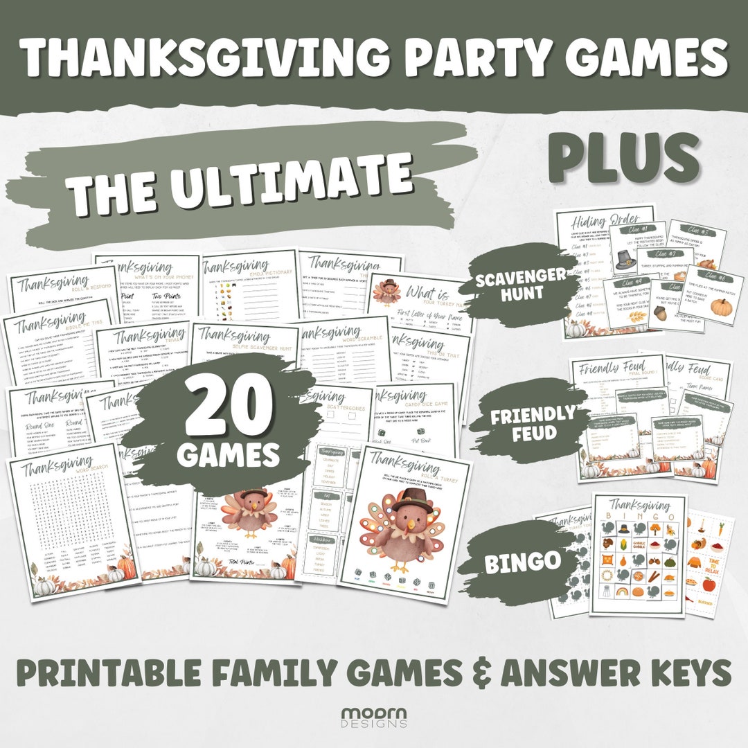 Ultimate Thanksgiving Games Bundle | Fun Thanksgiving Party Games ...