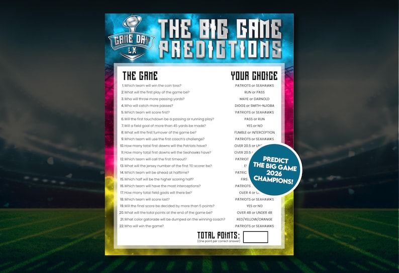 Big Game Predictions, Super Football Bowl Predictions, Football ...