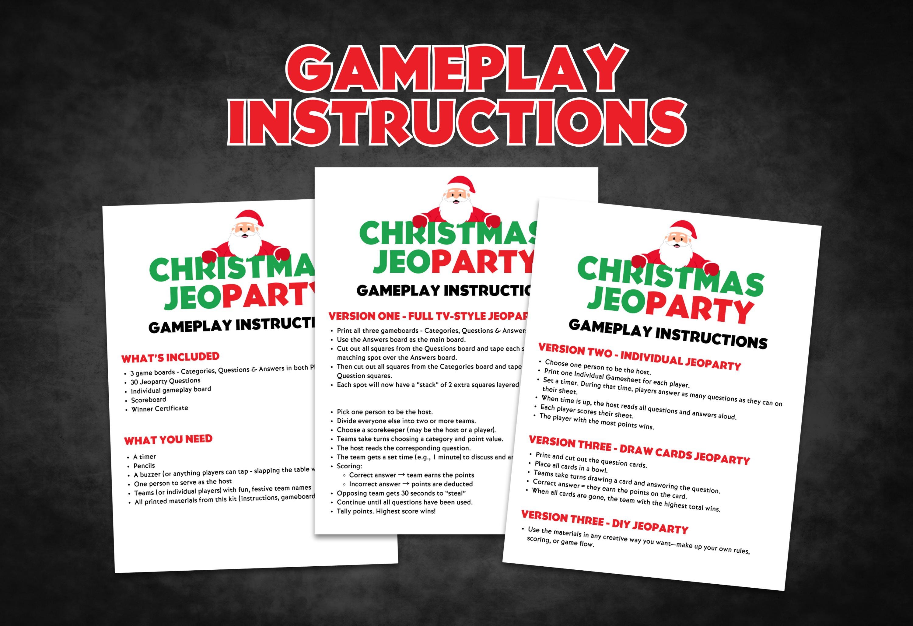 Christmas Jeopardy Game, Fun Holiday Trivia for Family Game Night ...