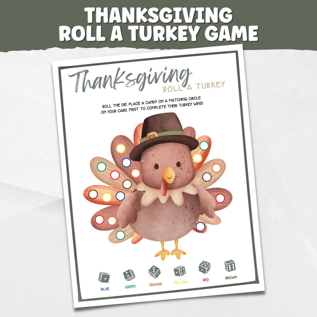 Thanksgiving Roll A Turkey Dice Game | Thanksgiving Game for Kids ...