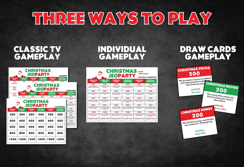 Christmas Jeopardy Game, Fun Holiday Trivia for Family Game Night ...