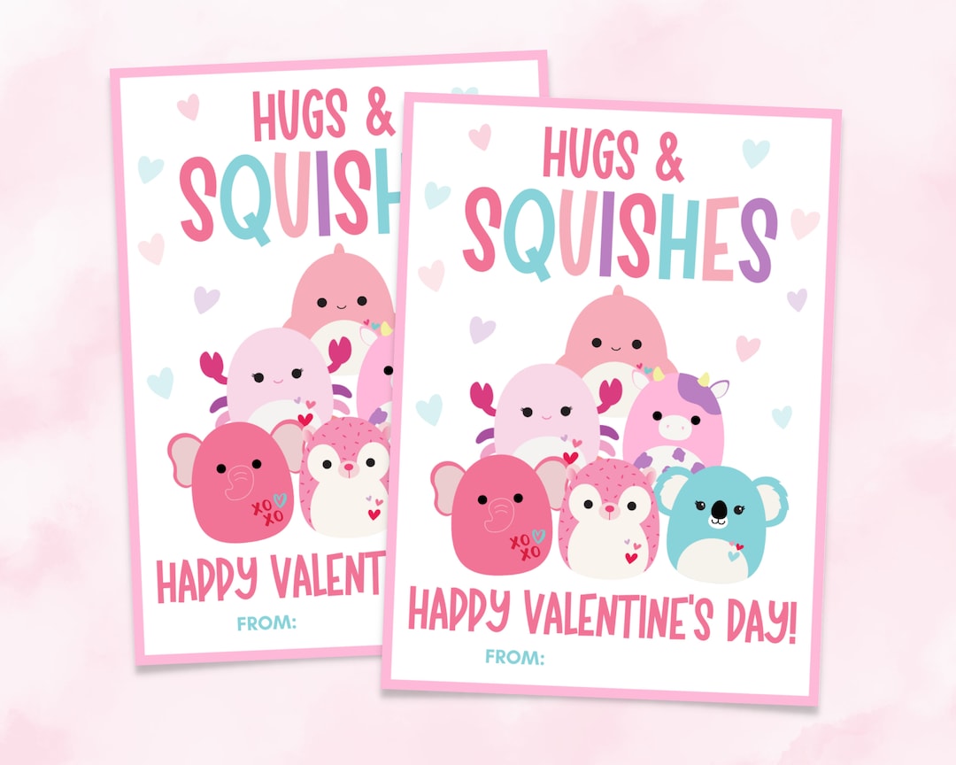Squish Valentine's Day Cards, Printable Valentine's for Kids, Kids ...