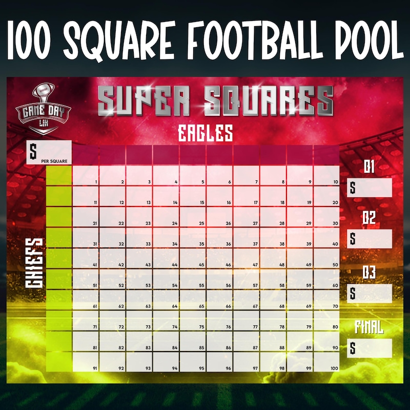 Superbowl Pool Sheet - Etsy