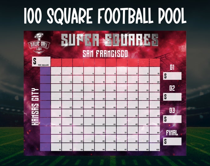 Football Squares Football Squares Football Party Game Football Grid ...