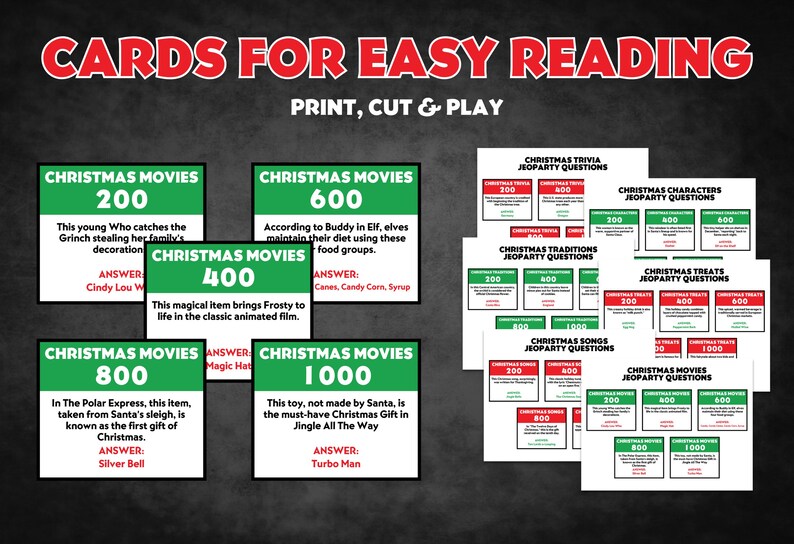Christmas Jeopardy Game, Fun Holiday Trivia for Family Game Night ...