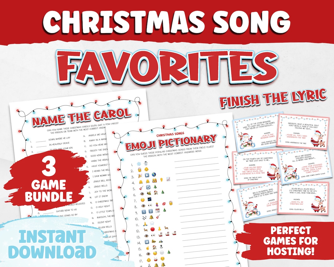 Christmas Song Favorites Bundle | Christmas Party Games Printable ...