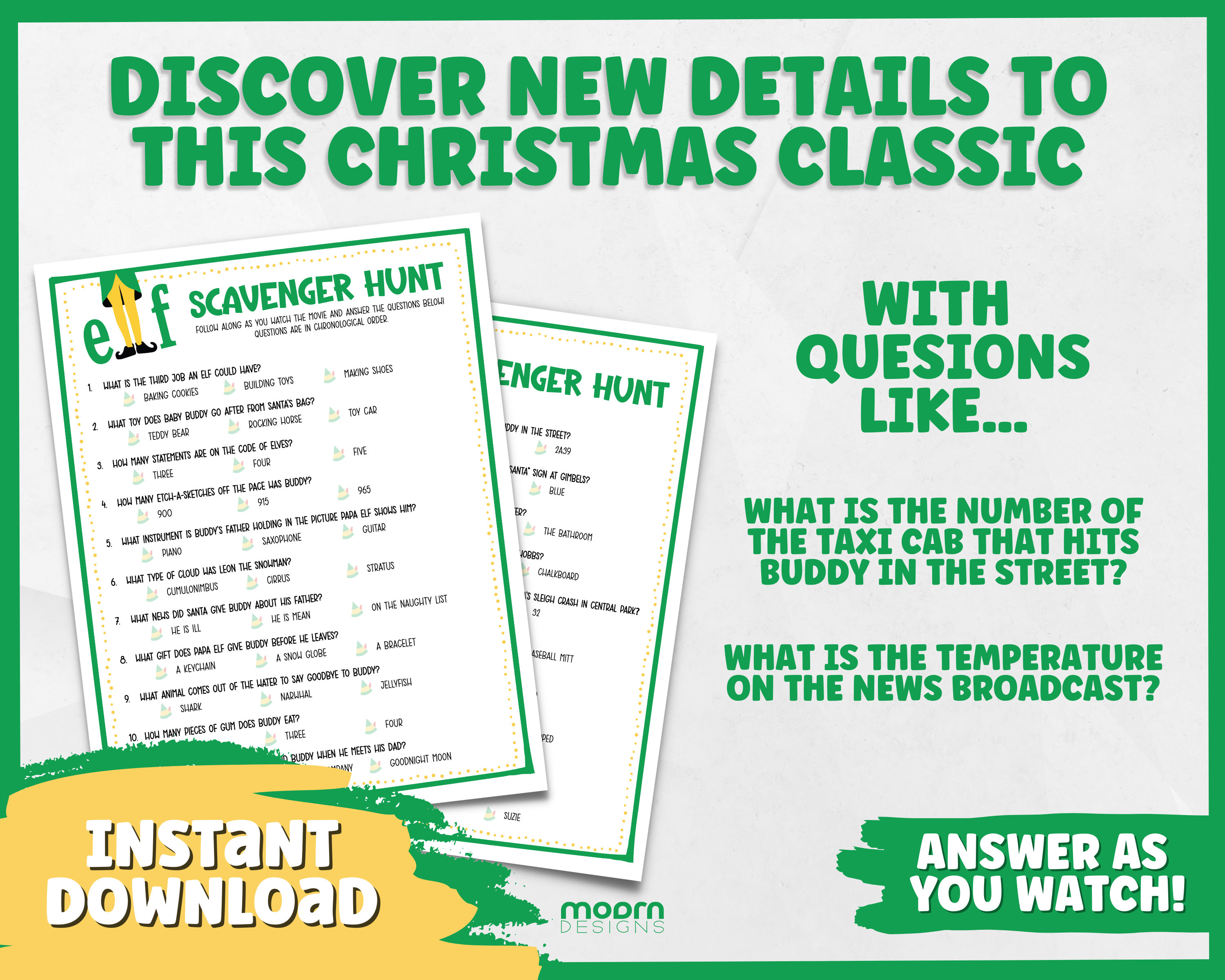 Elf Movie Scavenger Hunt | Scavenger Hunt | Christmas Game Printable ...