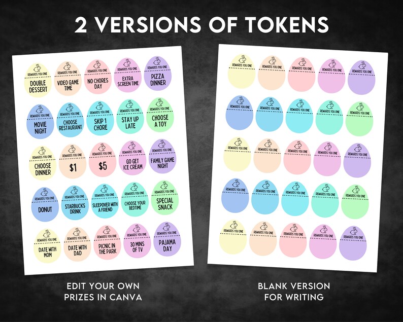 Easter Egg Tokens, Editable Easter Egg Coupons. Printable Easter Egg ...