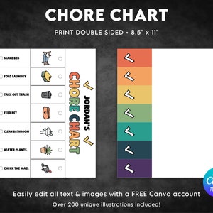 Kids Flip Routine Chart, Editable Flip Routine Chart, Editable Chore ...