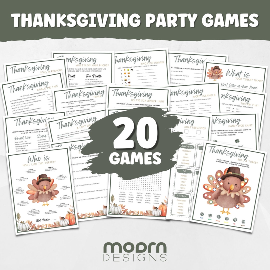 Thanksgiving Games Bundle Fun Thanksgiving Party Games Printable Fun ...