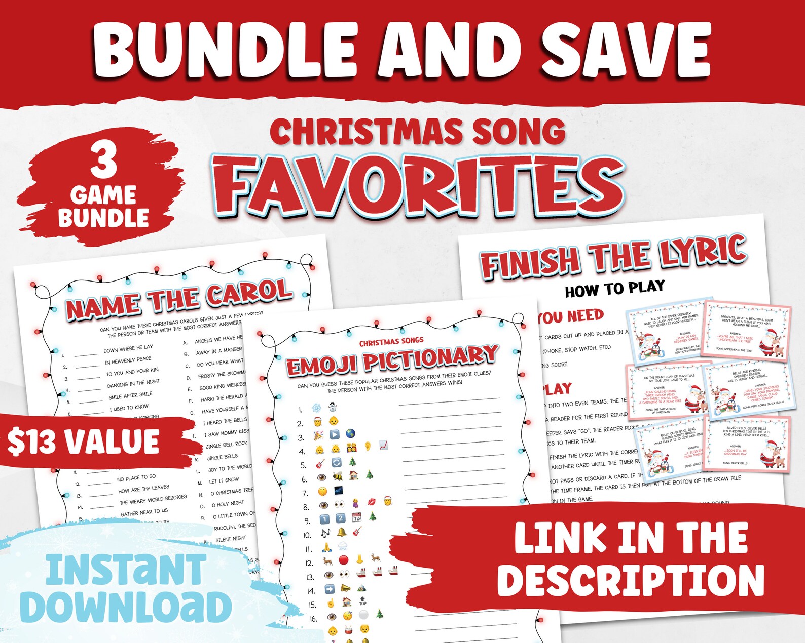 Christmas Carol Finish the Lyric Game Christmas Game - Etsy