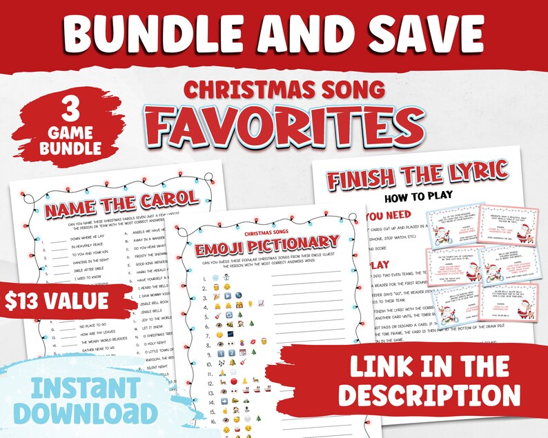 Christmas Carol Finish the Lyric Game Christmas Game - Etsy