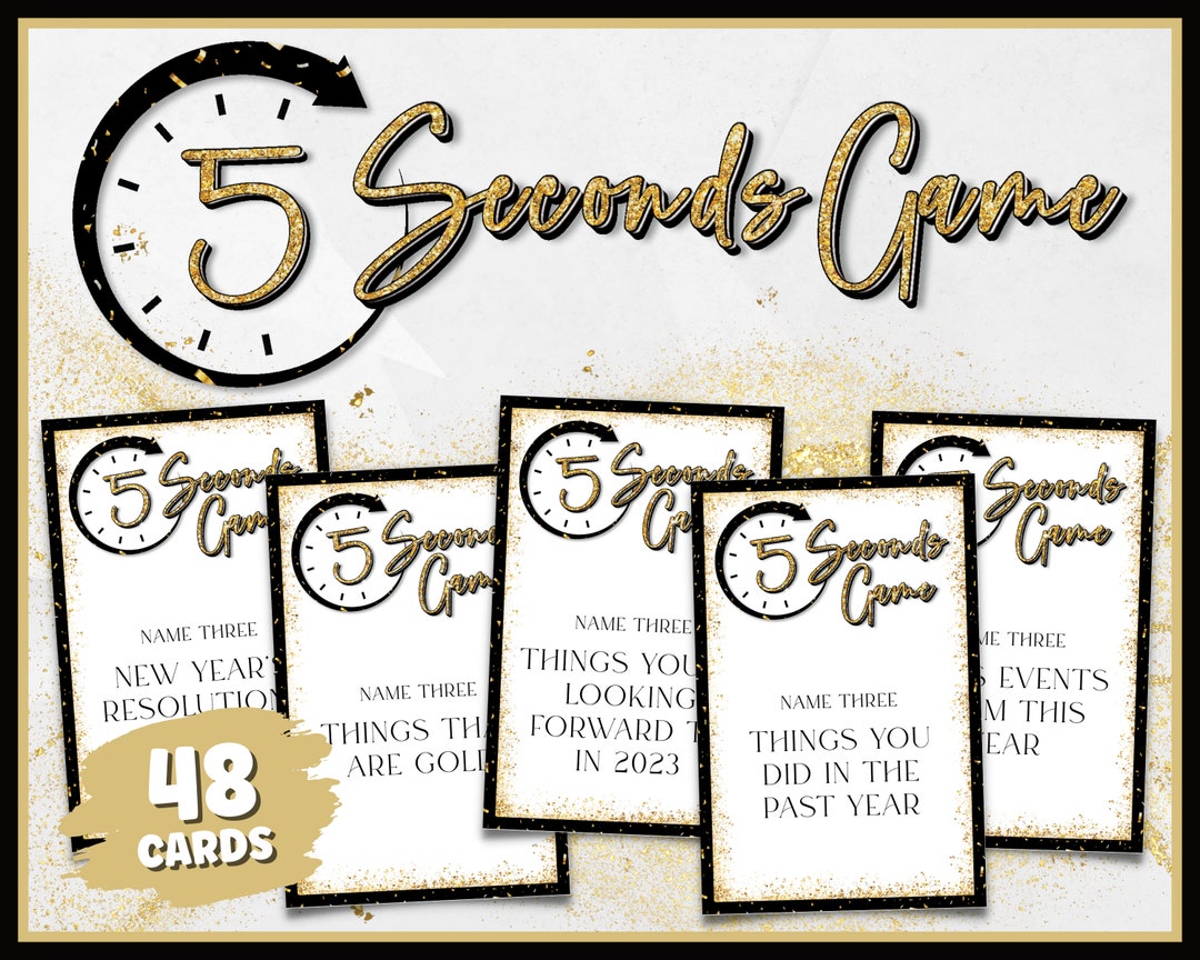 New Years Games, 5 Second Game, New Years Eve Printable Games, New ...
