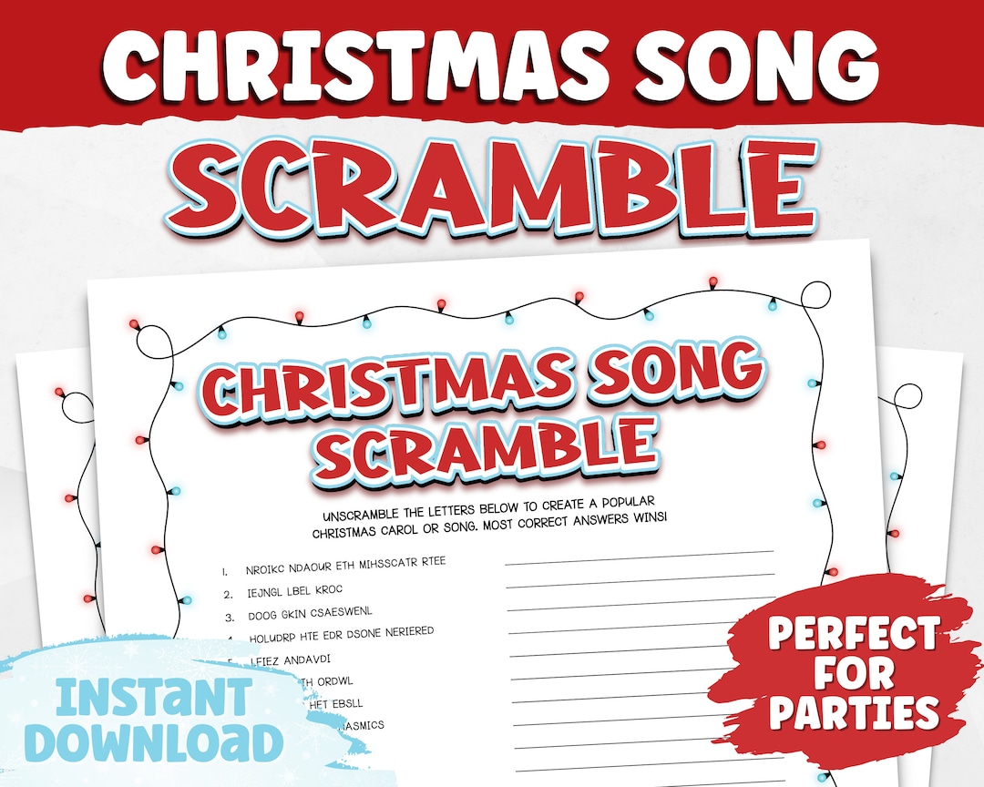 Christmas Word Scramble Holiday Word Scramble Christmas Game Printable ...