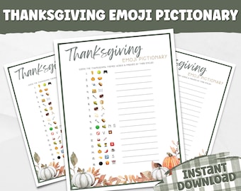 Thanksgiving Emoji Pictionary Game, Turkey Day, Printable Game ...