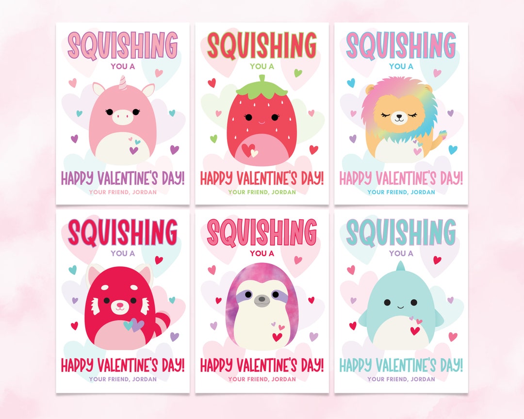 Squish Valentine's Day Cards, Printable Valentine's for Kids, Kids ...